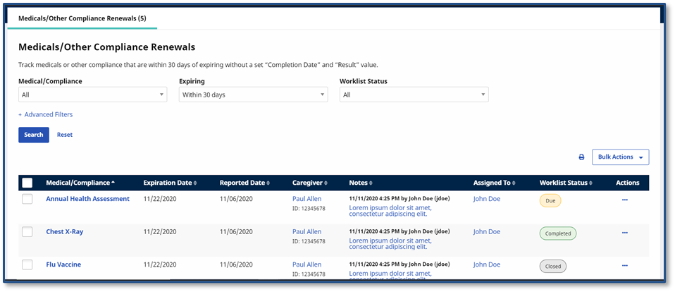Worklist Example