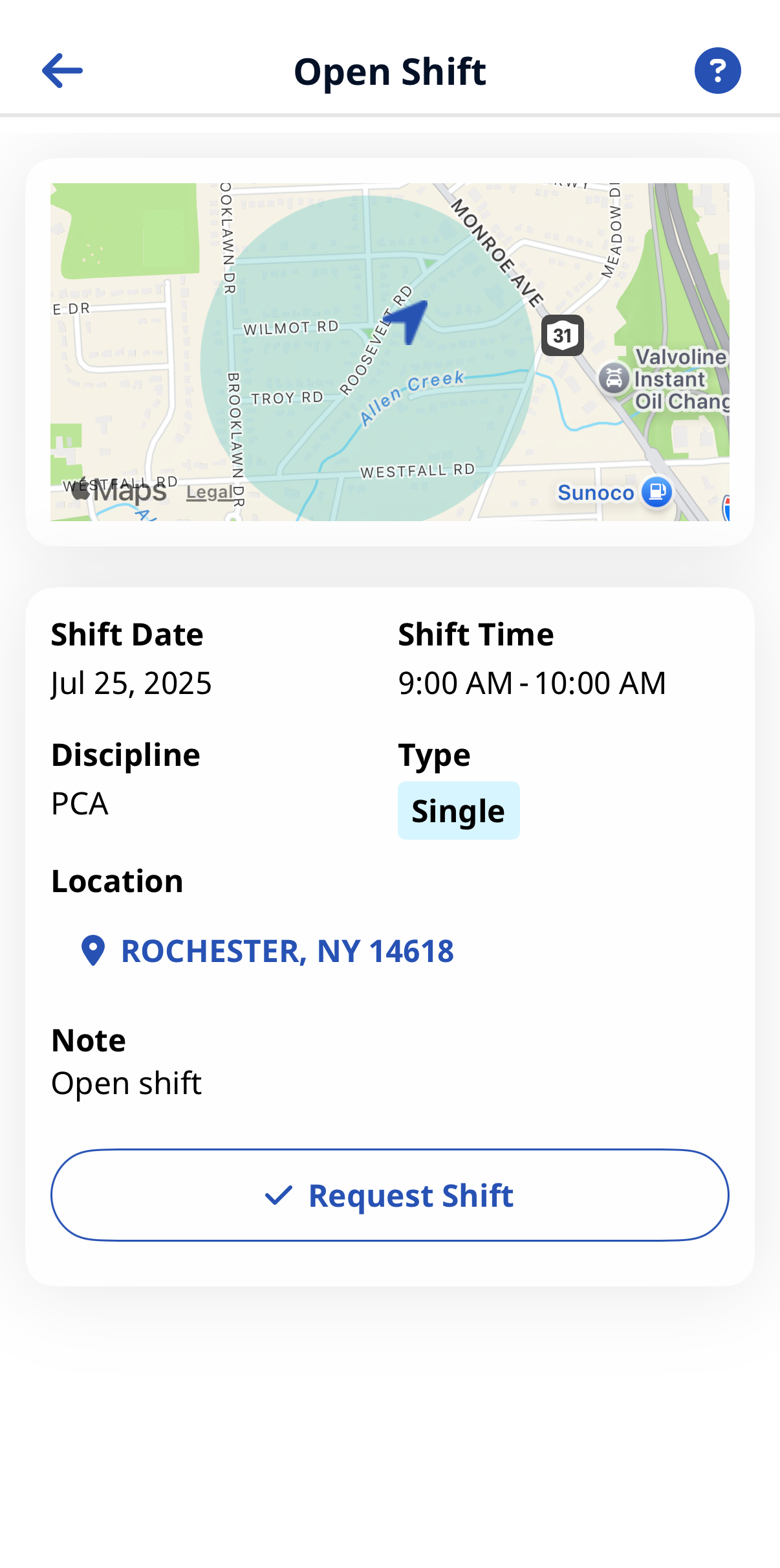 Request an Open Shift in the HHAeXchange+ Mobile App