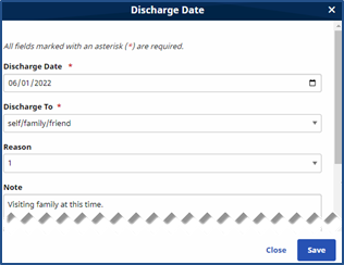Discharge a Patient on the Contracts Page