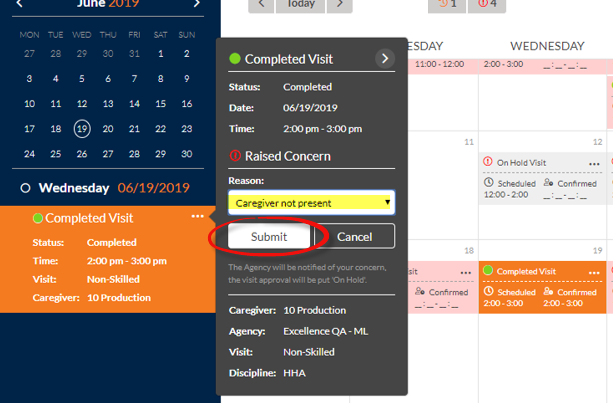 Family Portal Schedule Page functions