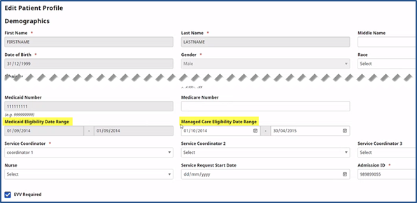 Log Medicaid Eligibility Start and End Dates