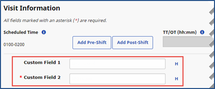 Custom Fields in the Visit Info Tab