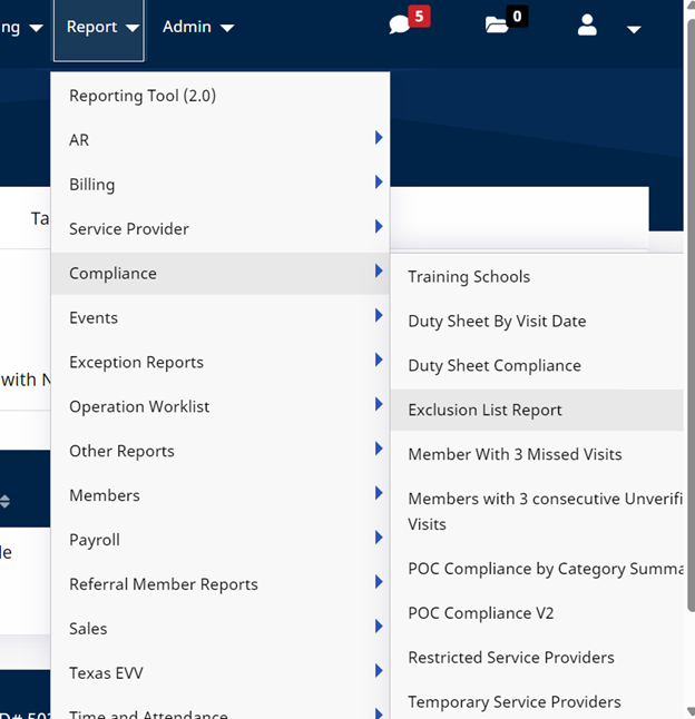 Exclusion List Report