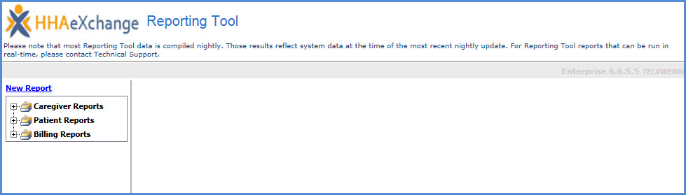 Reporting Tool User Interface