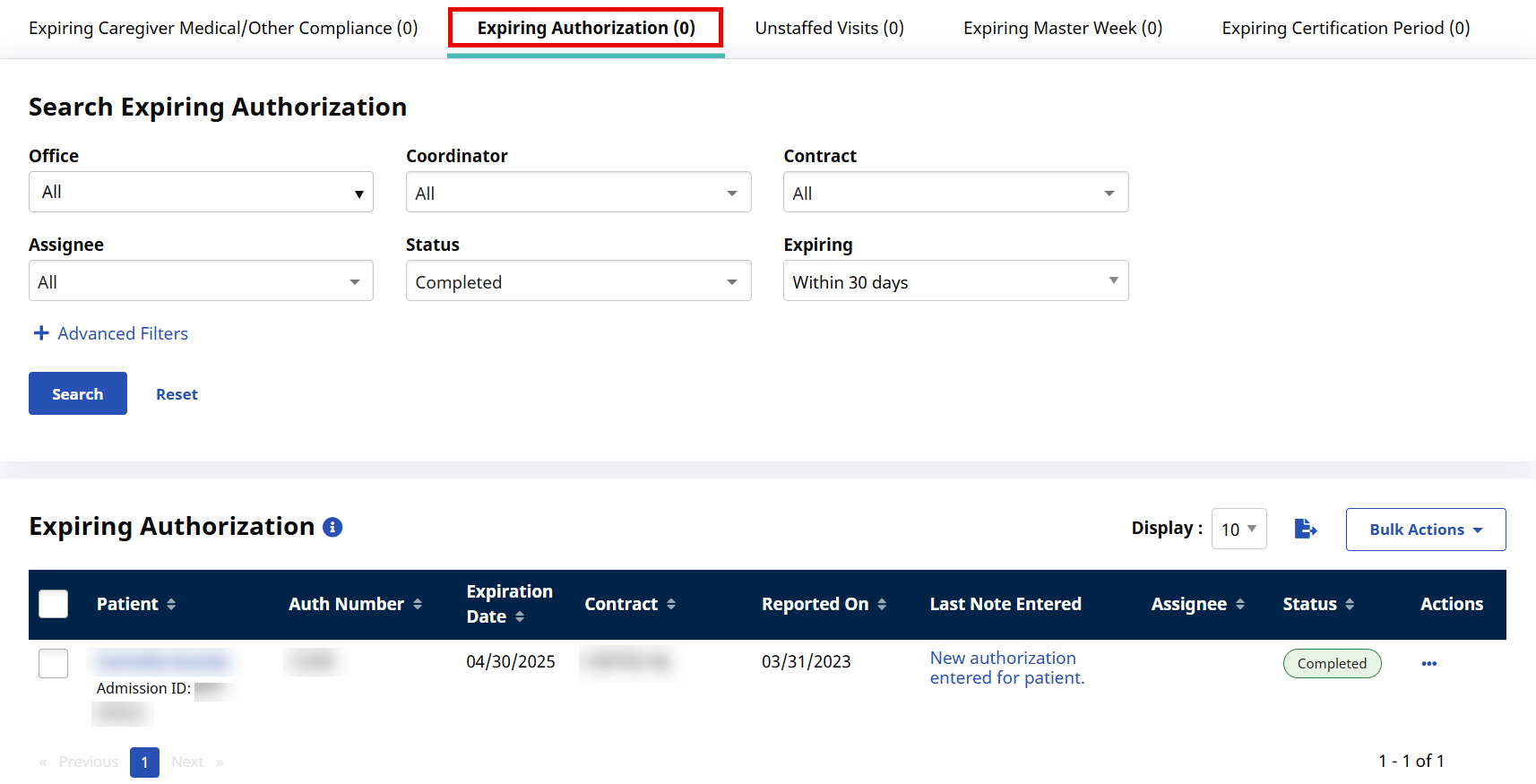 Expiring Authorizations Worklist