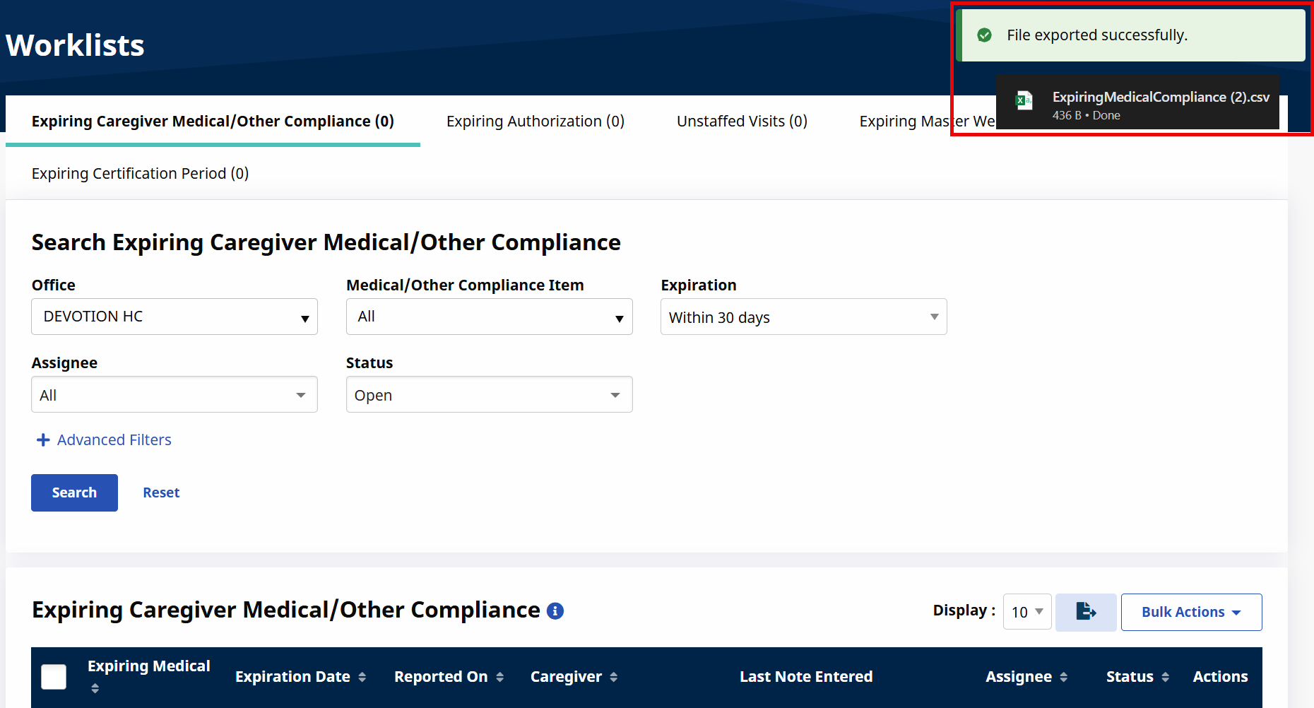 Export Search Results