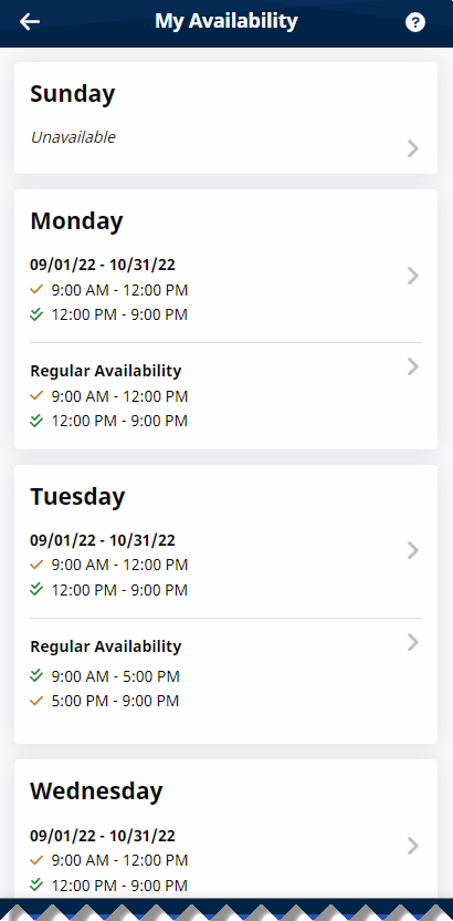 How do I view my availability preferences on the HHAeXchange+ Mobile app?